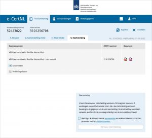 Tabblad 4. Startmelding | e-CertNL