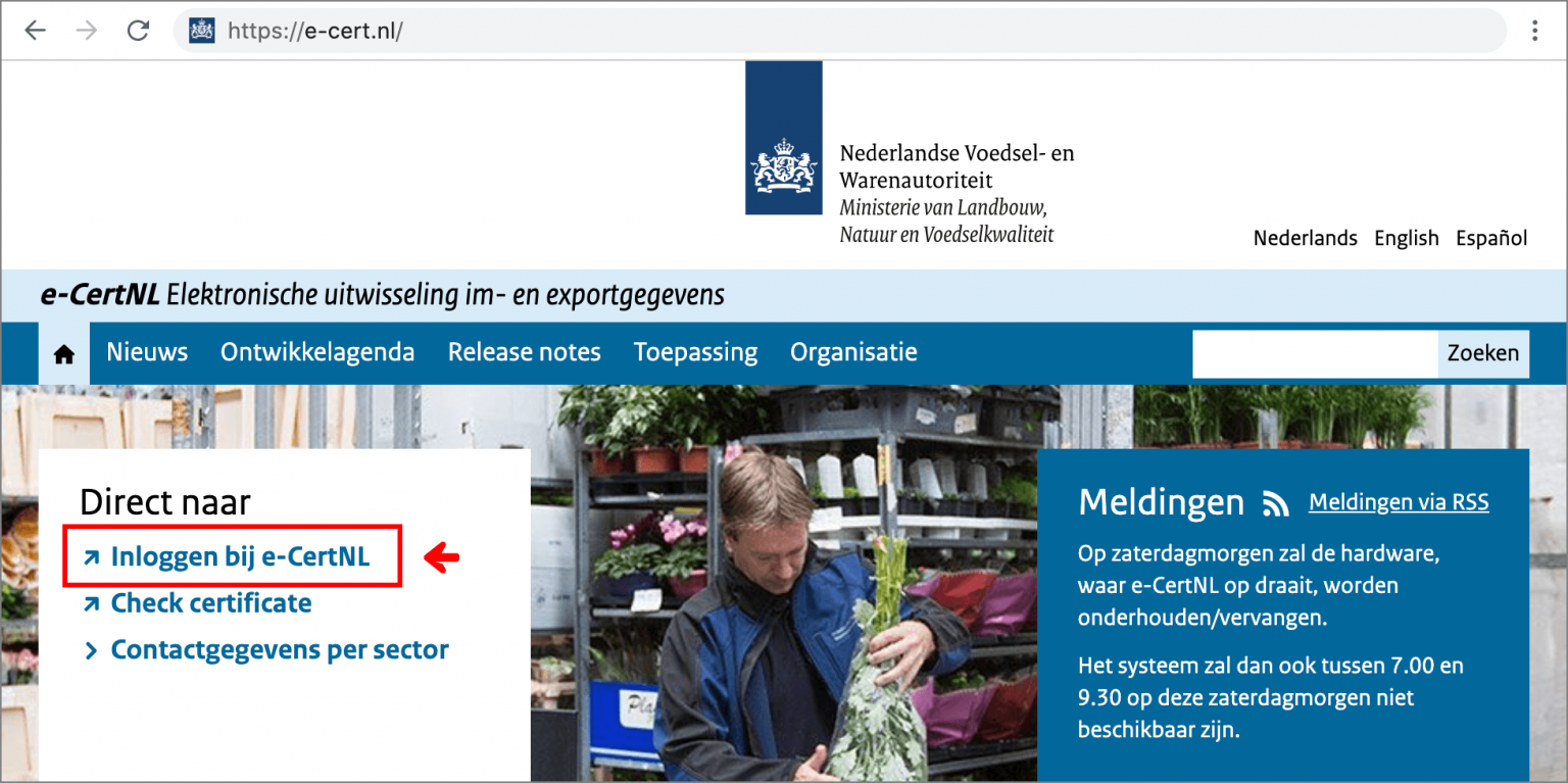 Hoe log ik in bij e-CertNL? | e-CertNL