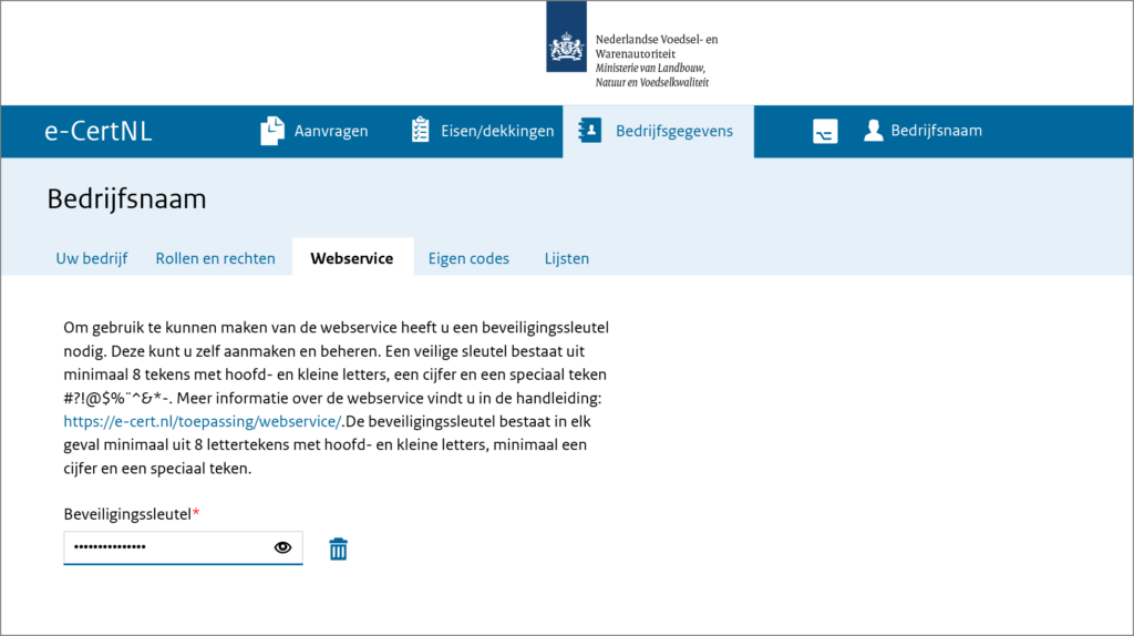 Webservice | e-CertNL