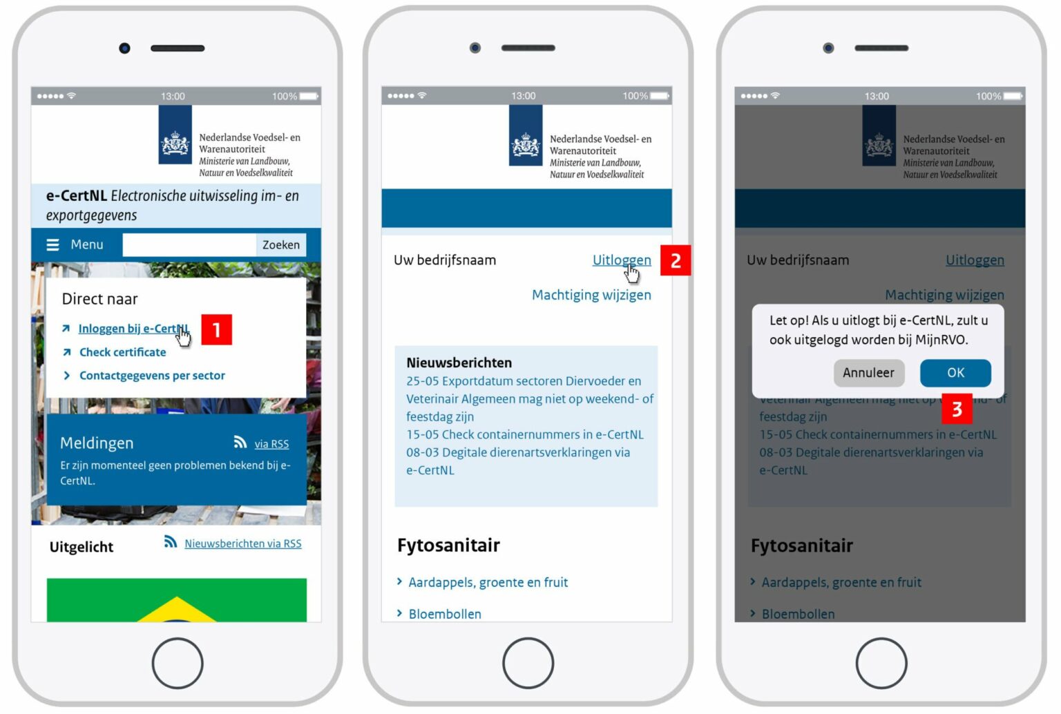 Uitloggen rVDM app | e-CertNL