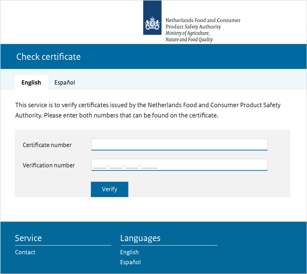 New Check certificate webpage | e-CertNL