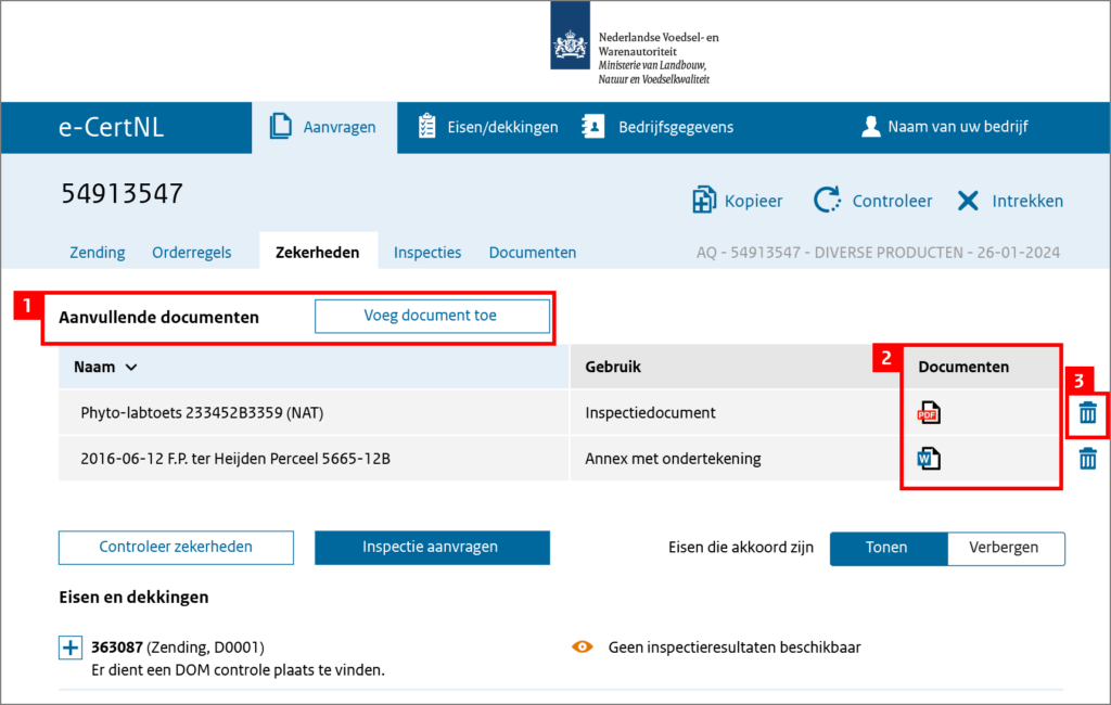 Documenten uploaden via webschermen of webservice | e-CertNL
